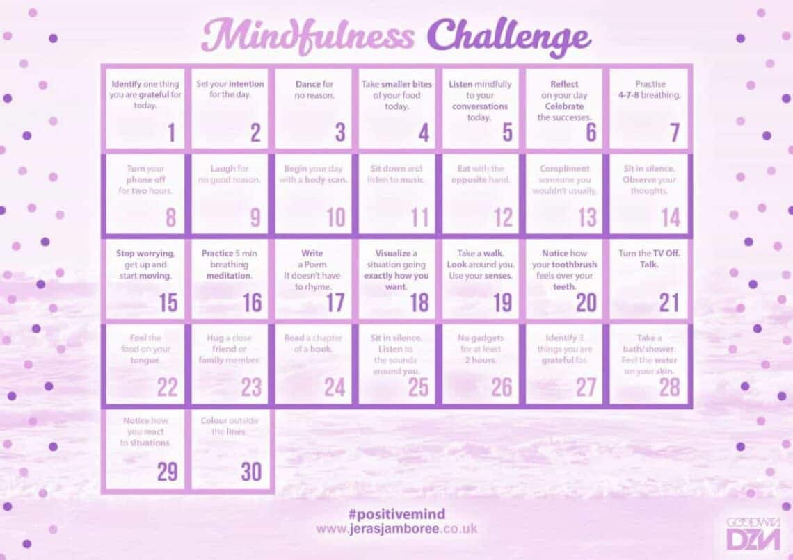 30 day Mindfulness Challenge #PositiveMind - Jera's Jamboree